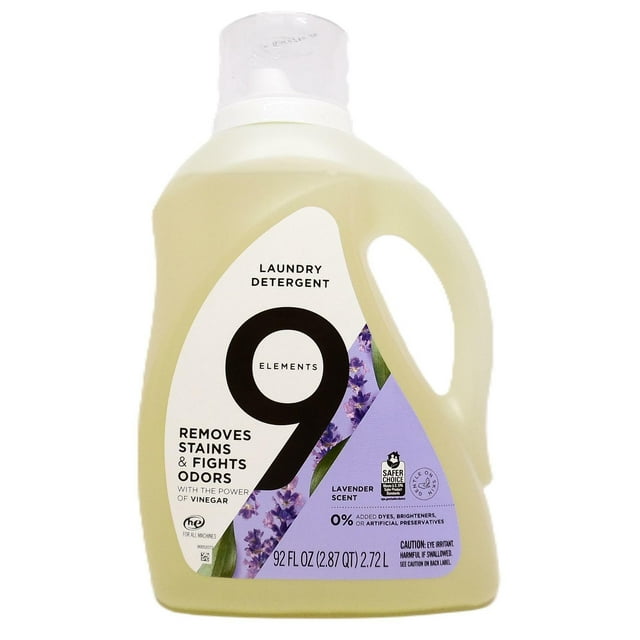 9 Elements Plant-Based EPA Safer Choice Laundry Detergent, Lavender, 92 ...