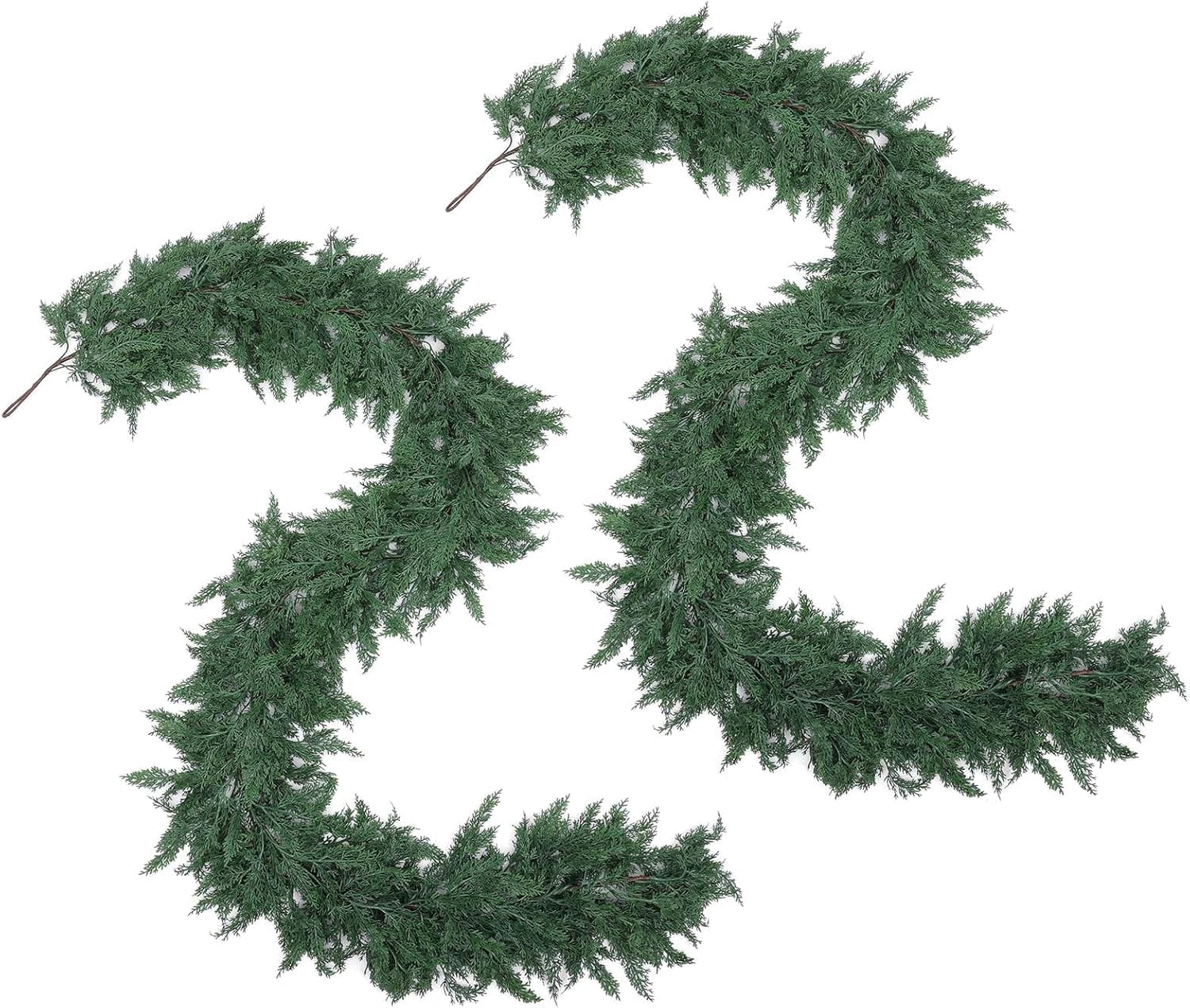 9 FT Artificial Cedar Garlands, Real Touch Winter Cedar Pine Garland ...