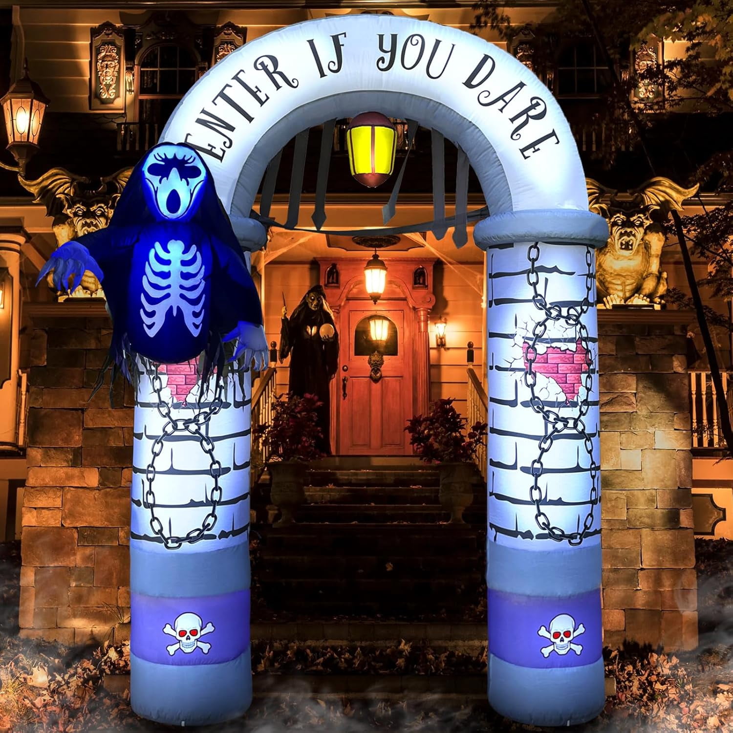 9 FT Halloween Inflatables Archway with Grim Reaper, Blow Up Yard ...