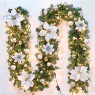 Gamexcel 10ft Christmas Garland with 50 LED Lights, Prelit, Battery ...