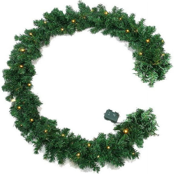 9 FT LeD Christmas Garland with Pine Cones Red Berries Christmas Balls ...