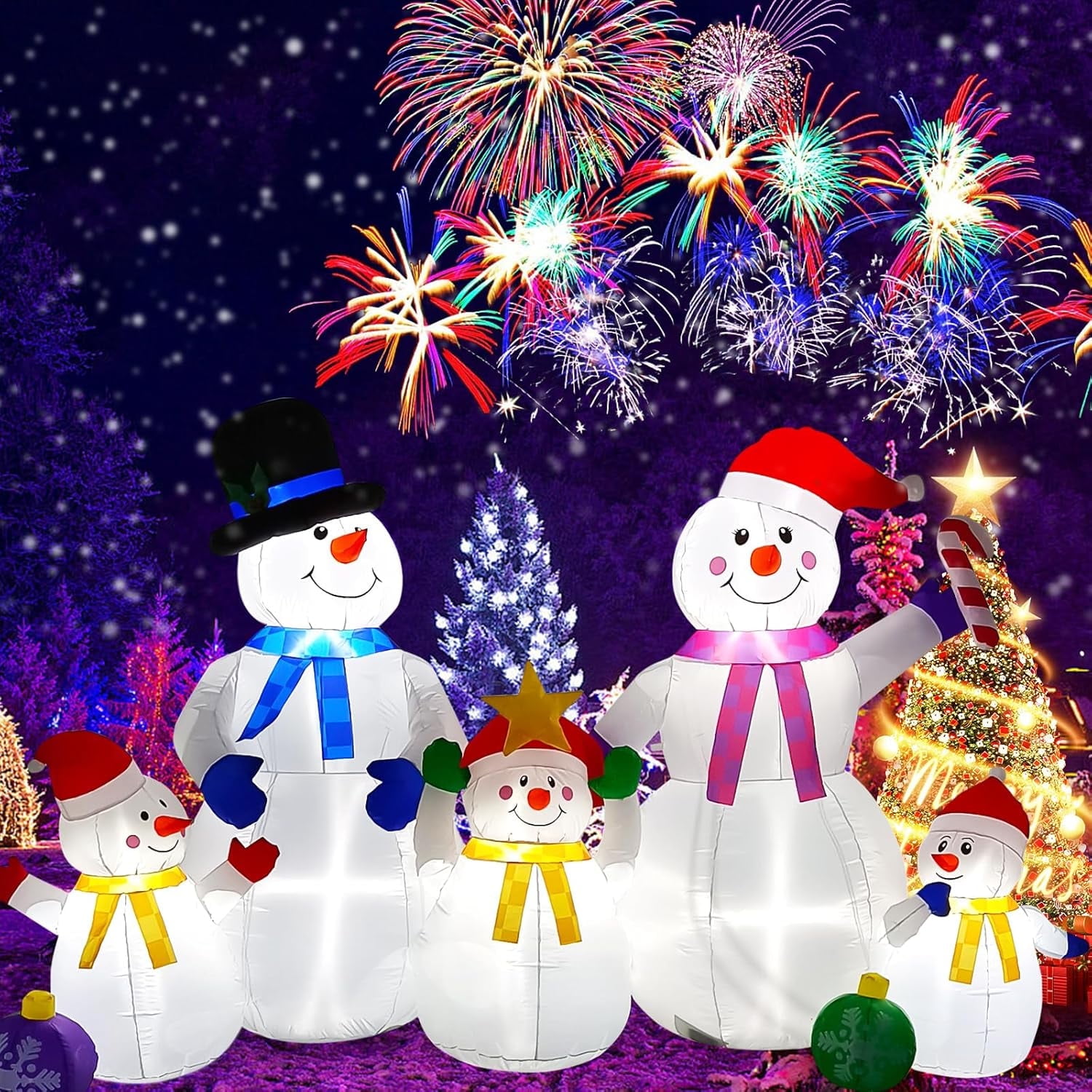 9 FT Long Christmas Inflatable Snowman Family of Five, Kalolary Blow Up ...
