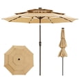 9 FT Patio Umbrella with Solar LED Lights, 3-Tier Ventilated Outdoor ...