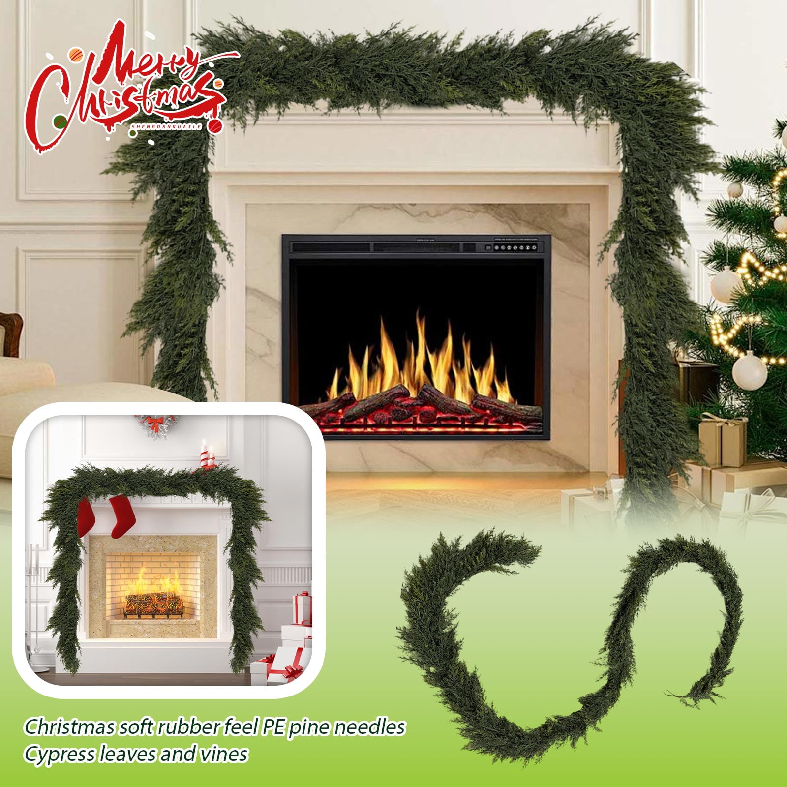 9 FT Spring Decorations Garland Artificial Simulation Needles and ...