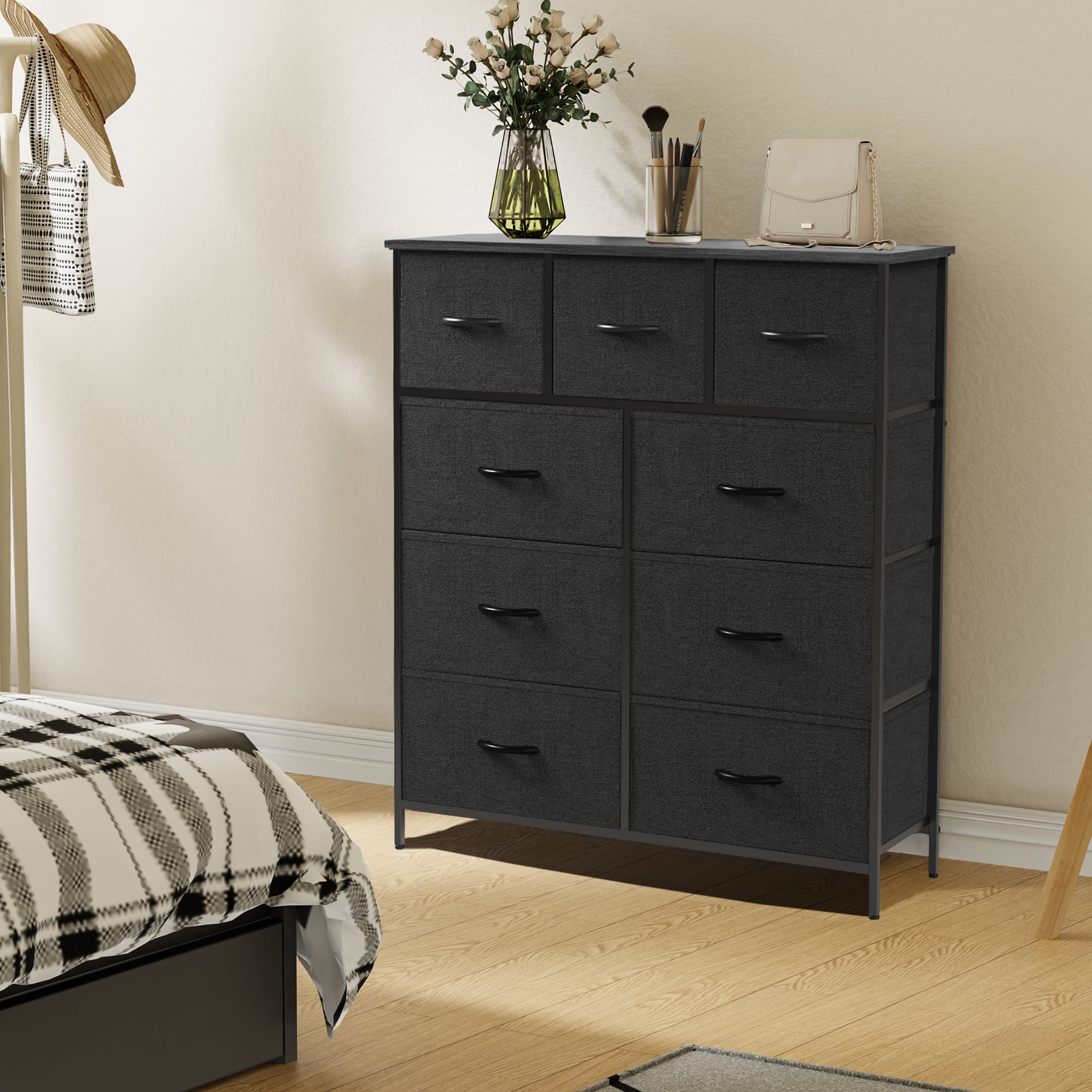 9 Fabric Storage Drawer Dresser For Bedroom Tall Chest Organizer ...