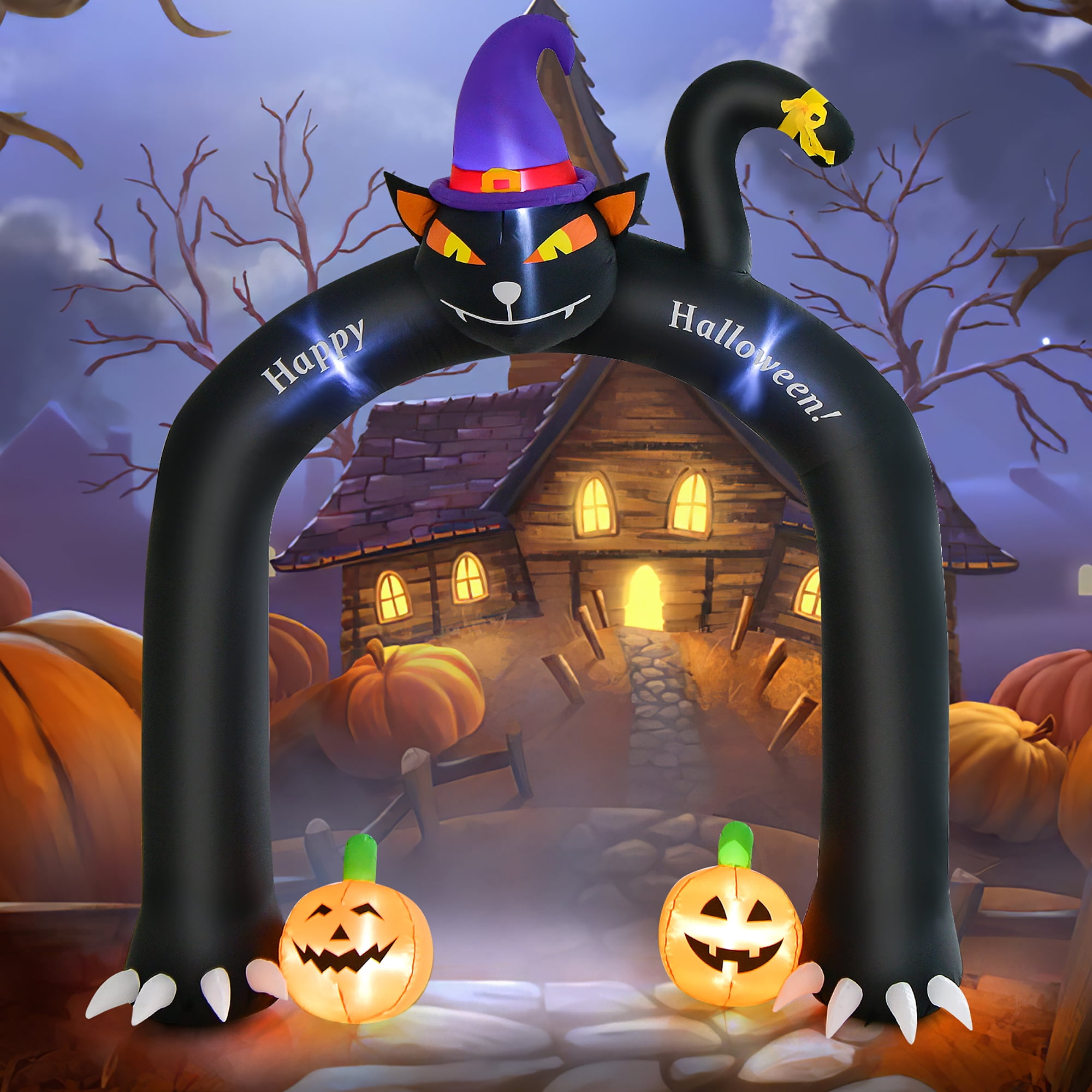 Costway 9FT Halloween Inflatable Cat Archway, Outdoor Decor with ...
