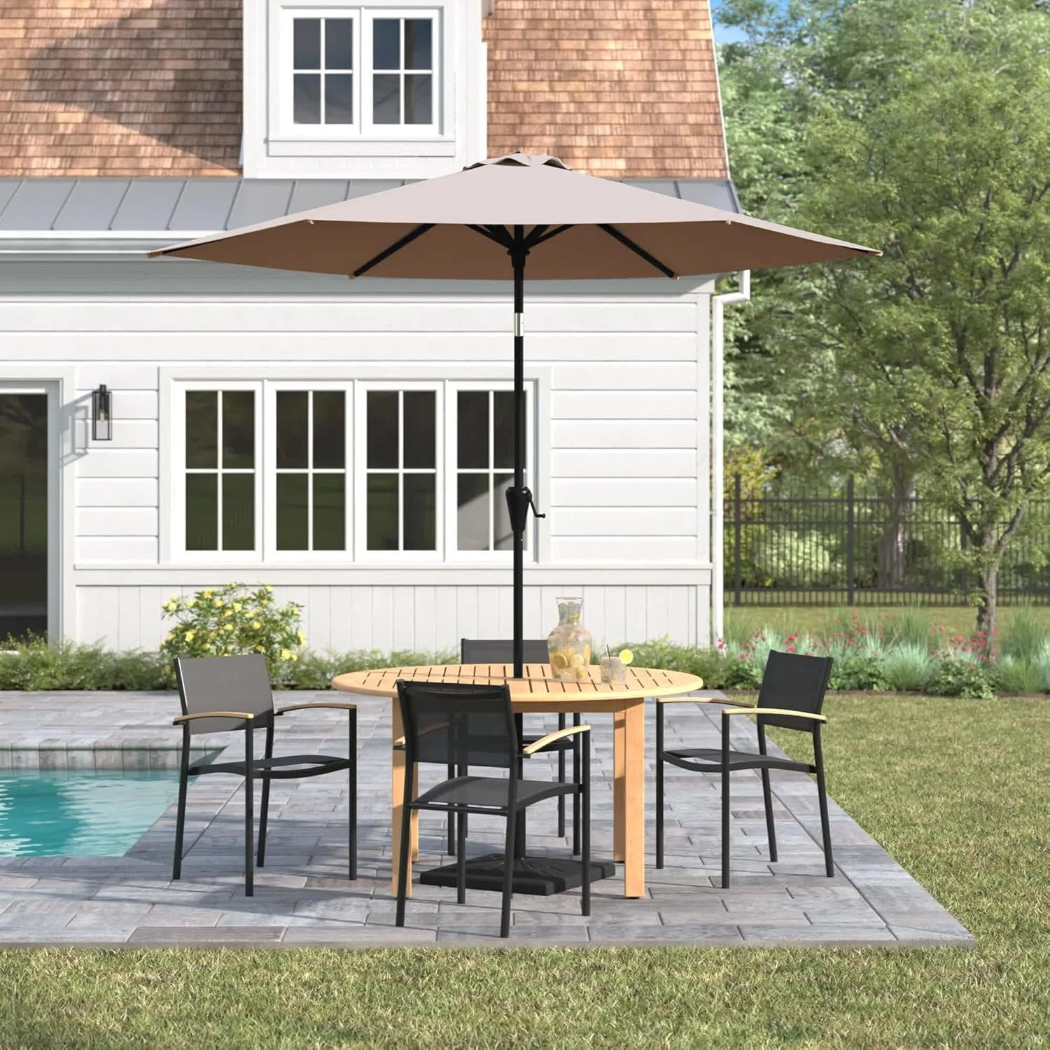 9 Feet Pole Umbrella with Carry Bag and Base - Walmart.com