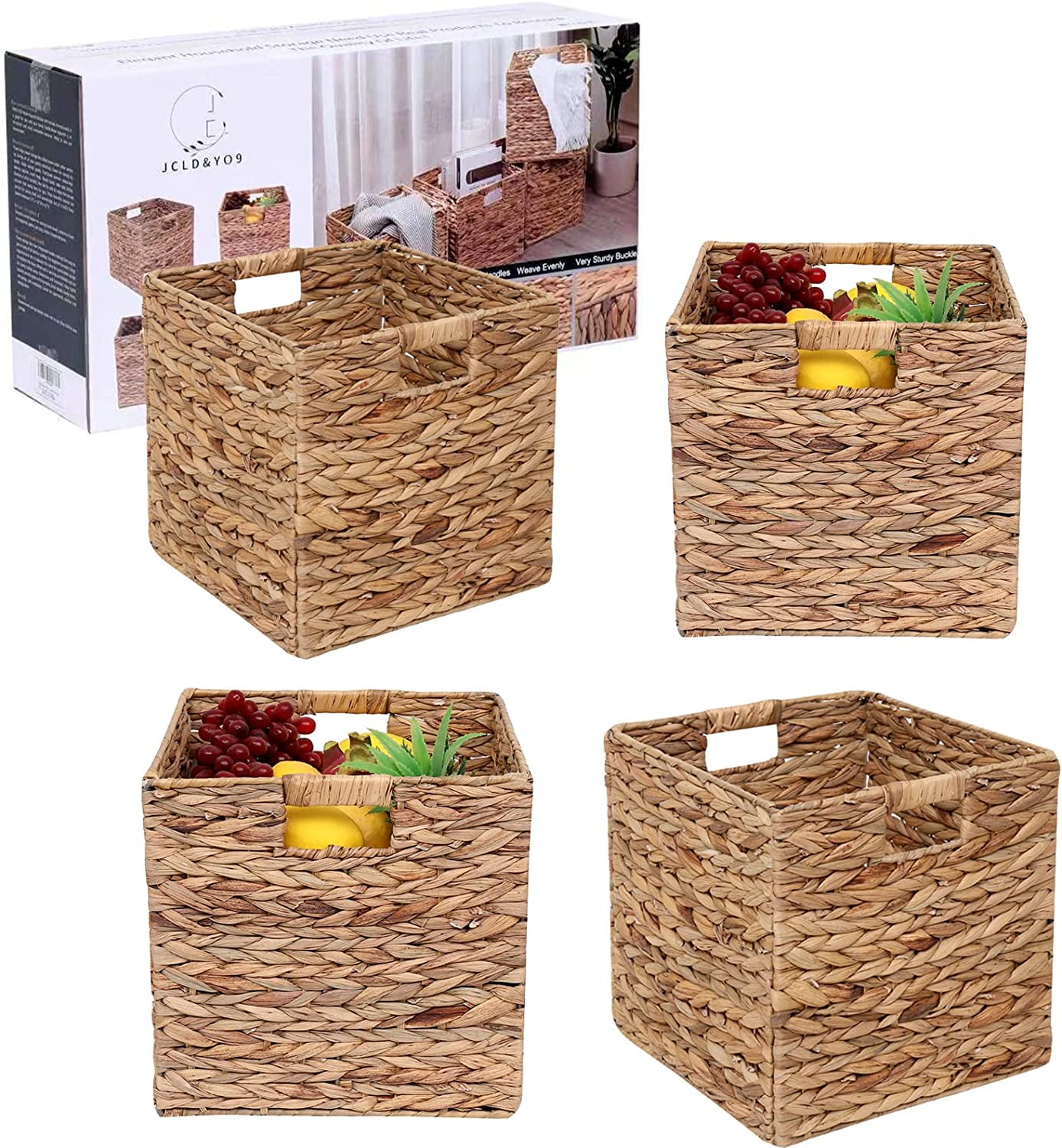 Handwoven Water Hyacinth Storage Baskets Wicker Cube Baskets ...
