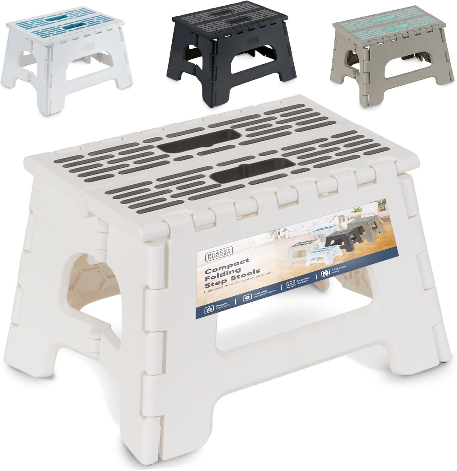9'' Folding Step Stool, Foldable Collapsible Step Stools for Adults ...