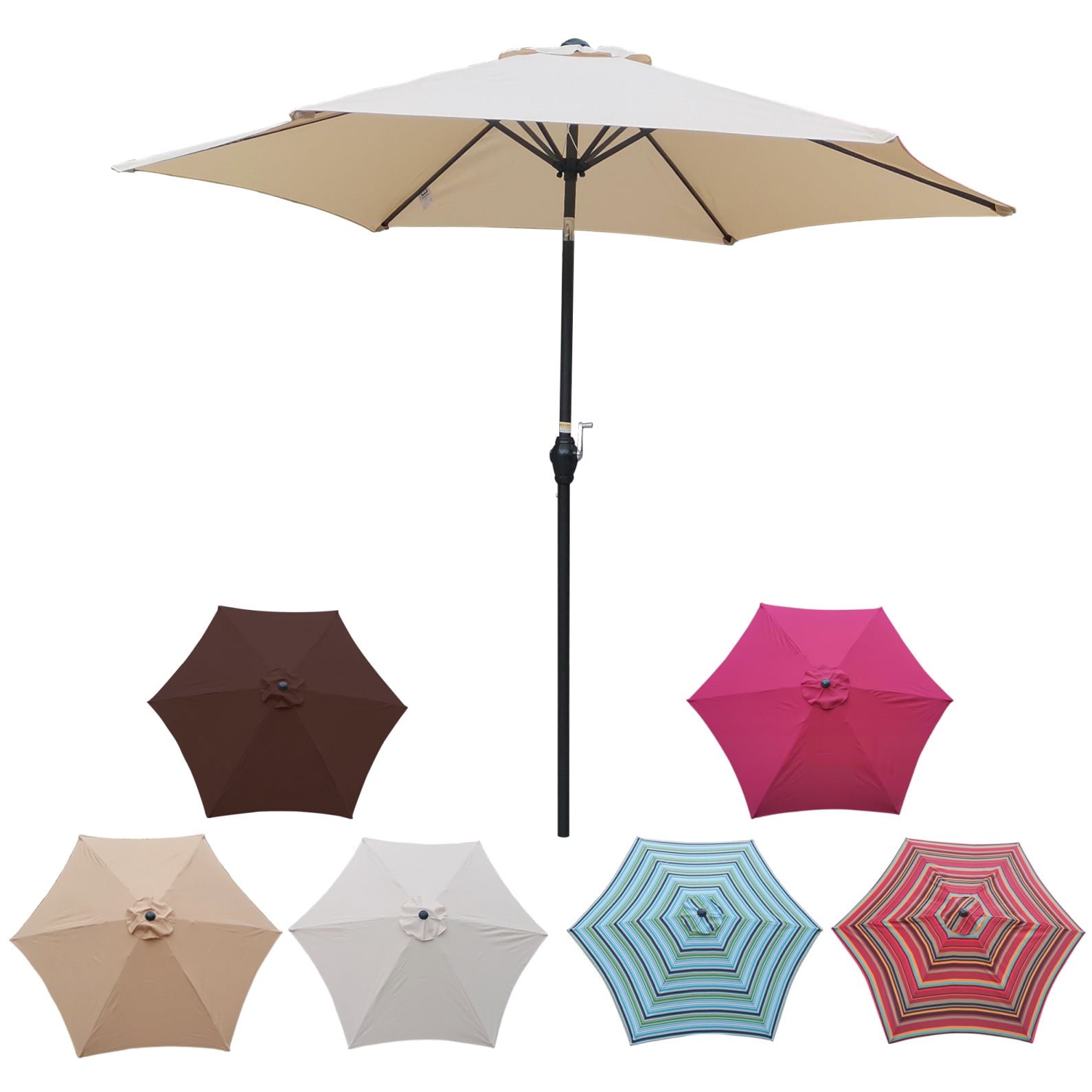 9-Foot Adjustable Outdoor Patio Umbrella, Garden Push Button-Tilt ...