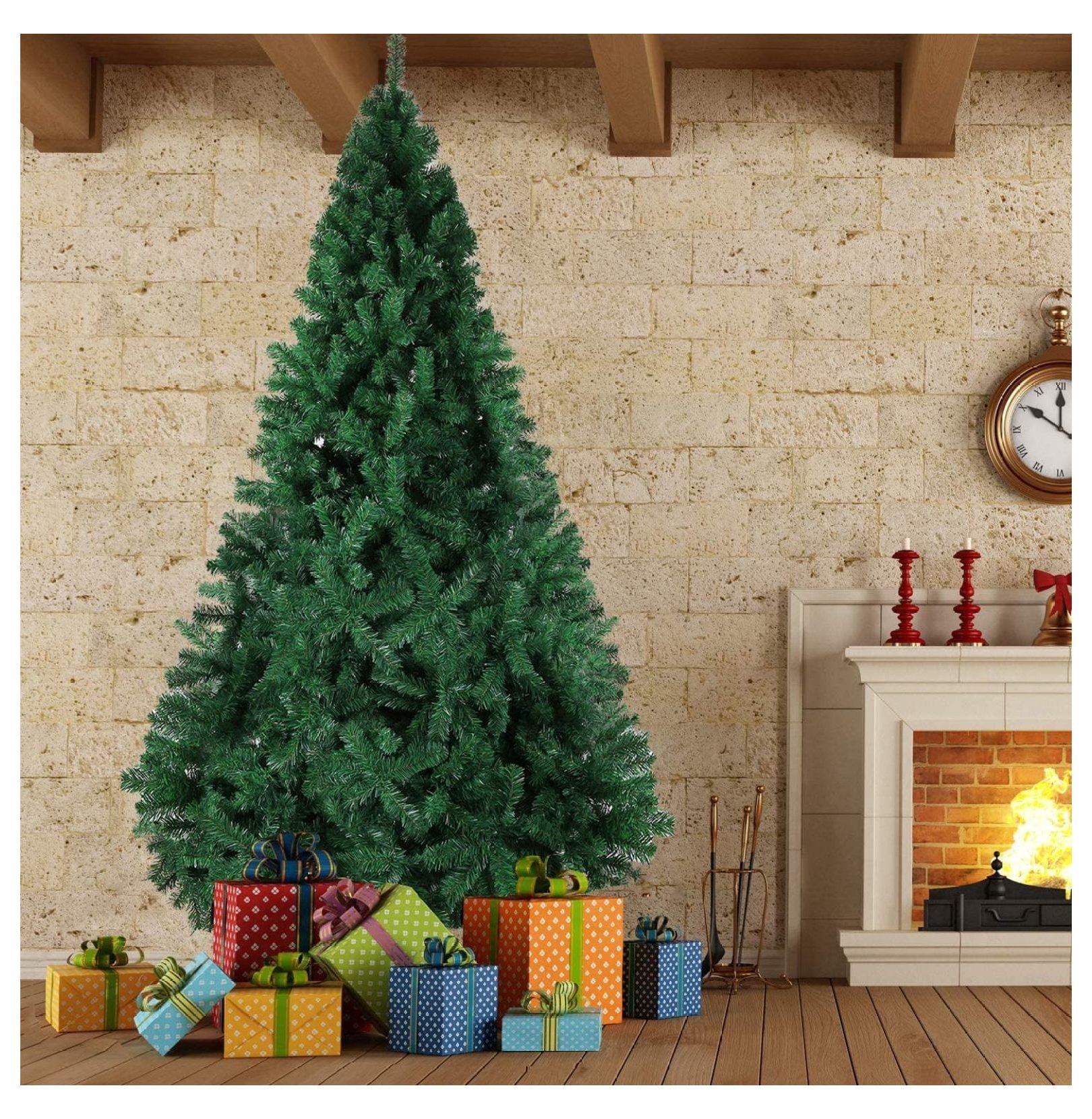9 Foot Eco-Friendly Artificial Christmas Pine Tree with Solid Metal ...
