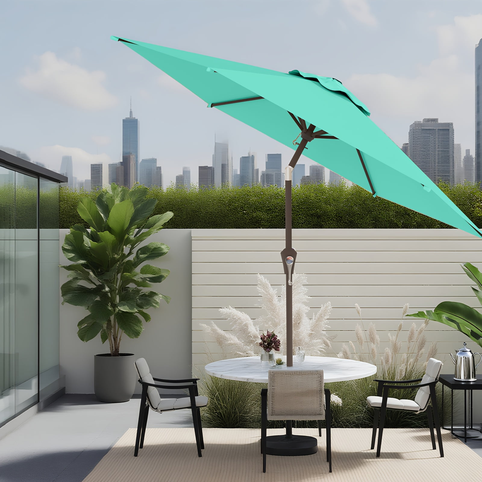 9-Foot Outdoor Terrace Umbrella - Table Umbrella with Button Tilt ...