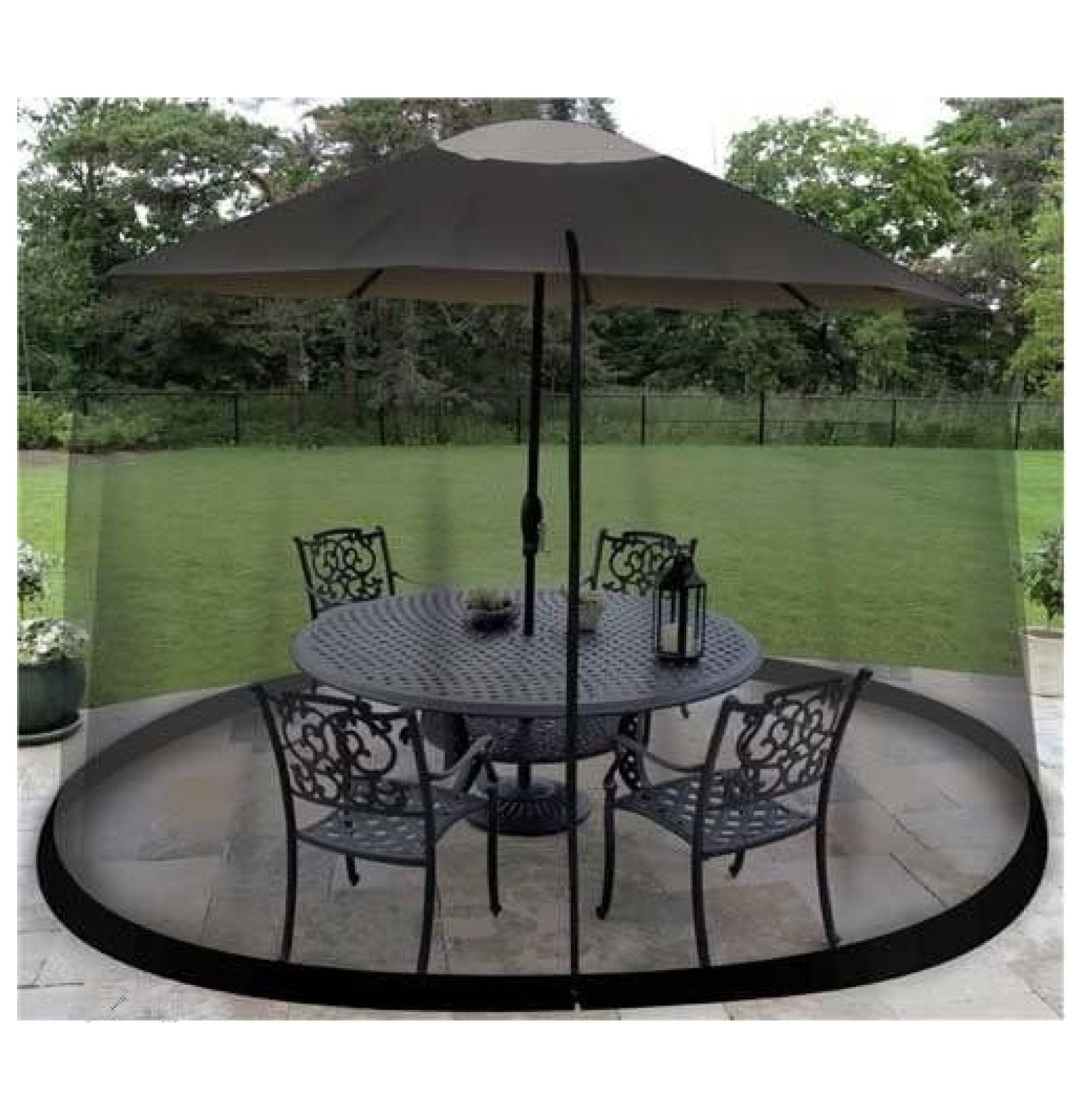 9 Foot Outdoor Umbrella Table Screen Black Mosquito Bug Insect Pest Net ...