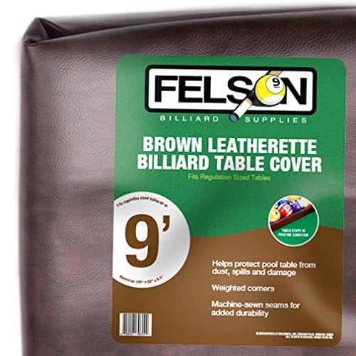 9-Foot Pool Table Cover, Fitted Brown Heavy Leatherette – Rip-Resistant ...