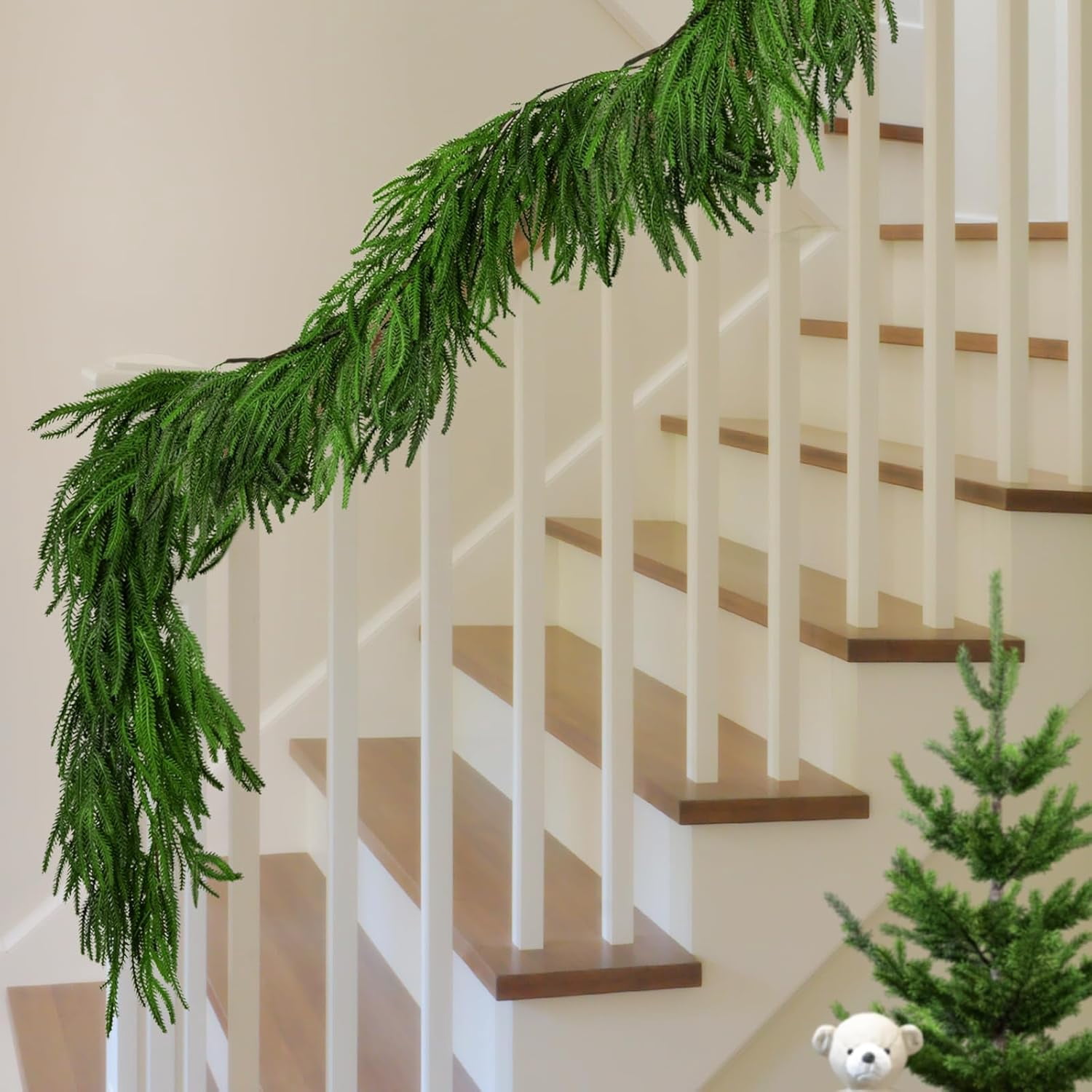9 Ft Artificial Norfolk Pine Garlands, Realistic Pine Garland, Green ...