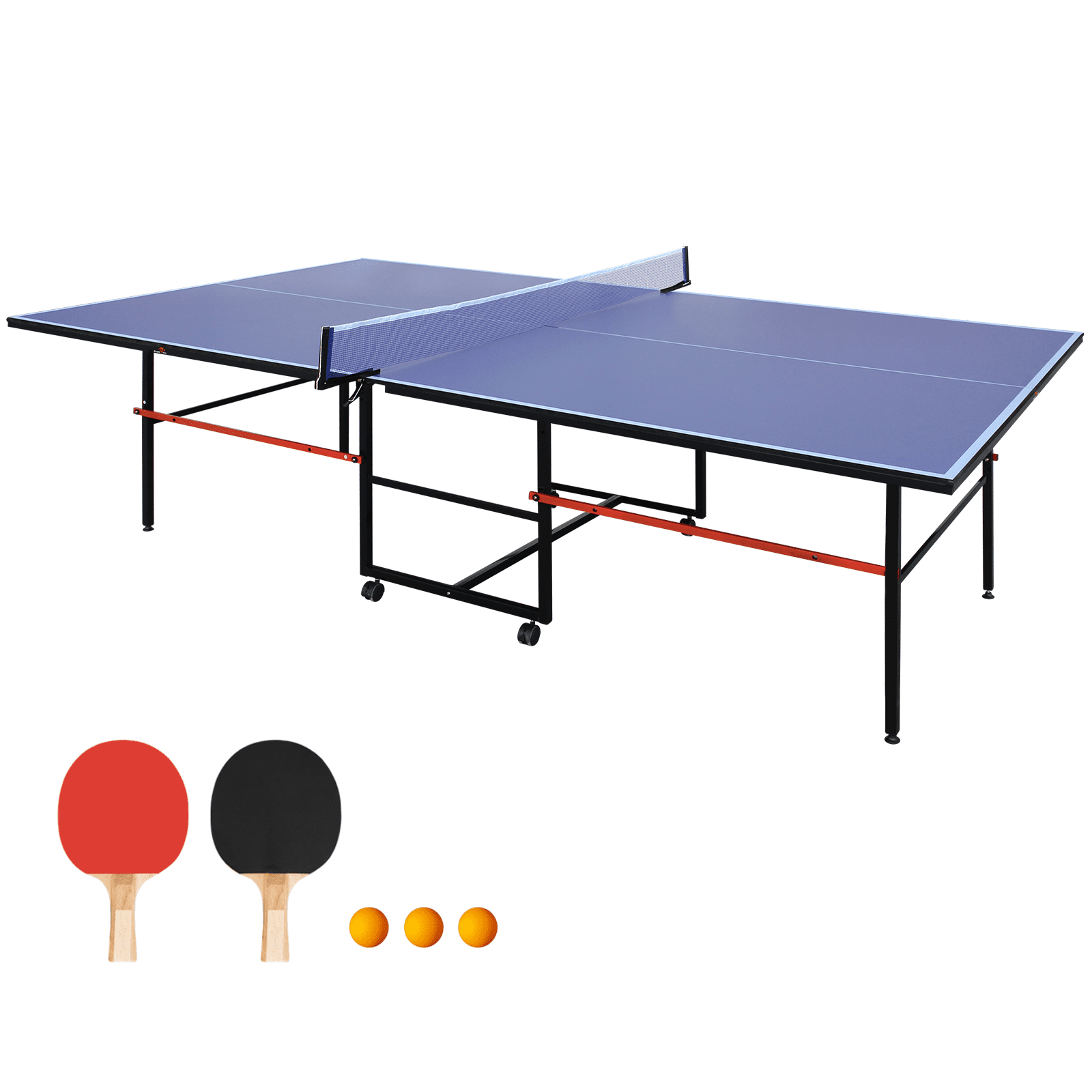 9 Ft Folding Regulation Table Tennis Table, 2 Paddles, 2 Balls, 1 Net ...