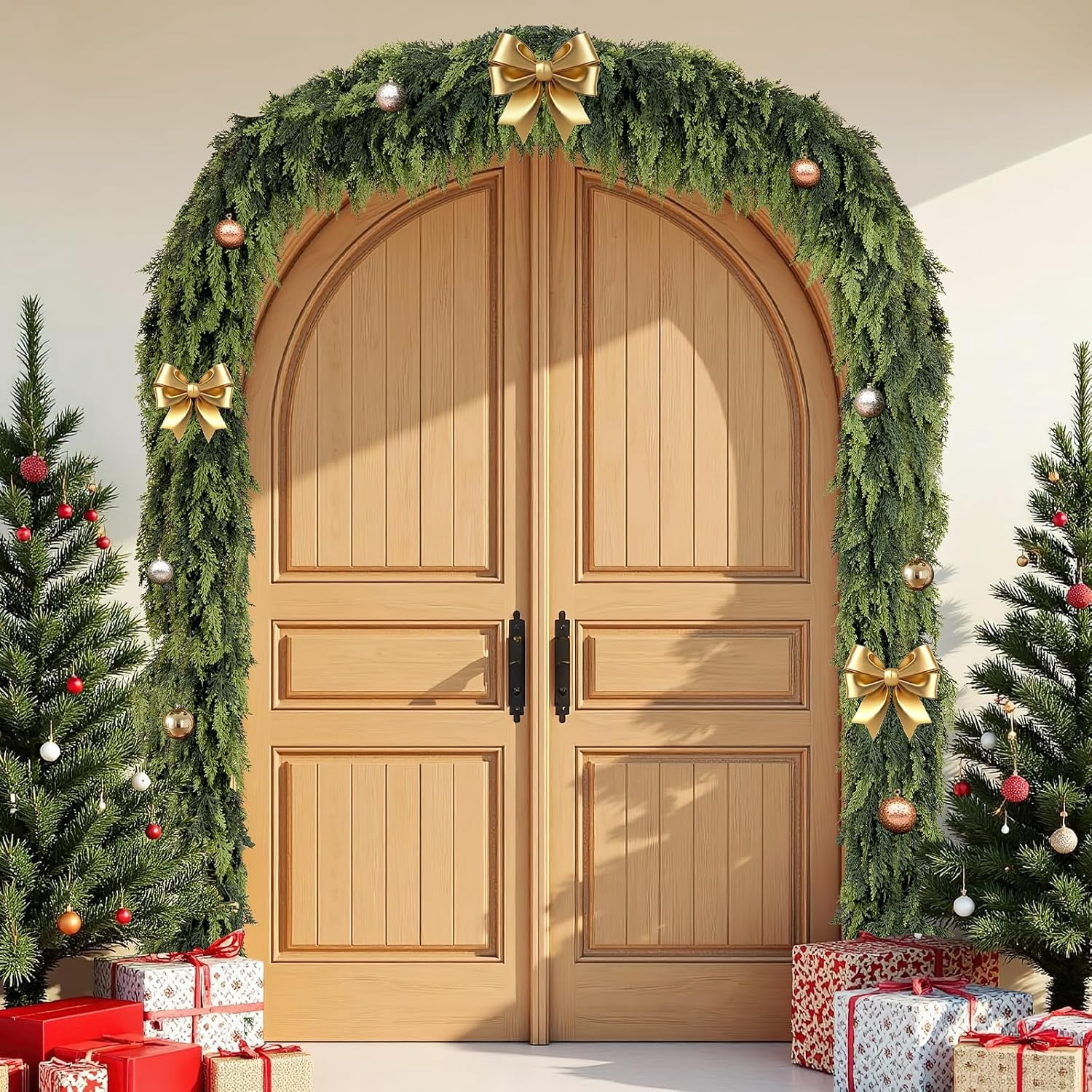 9 Ft Real Touch Christmas Garland with 210 Branches - Cedar Garland ...