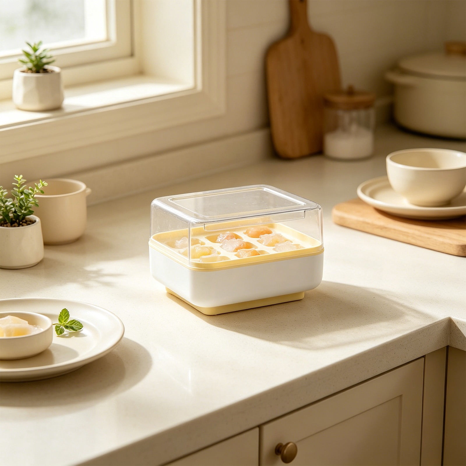 9 Grid Press Ice Cube Tray with Lid | Effortless Release Silicone Ice ...