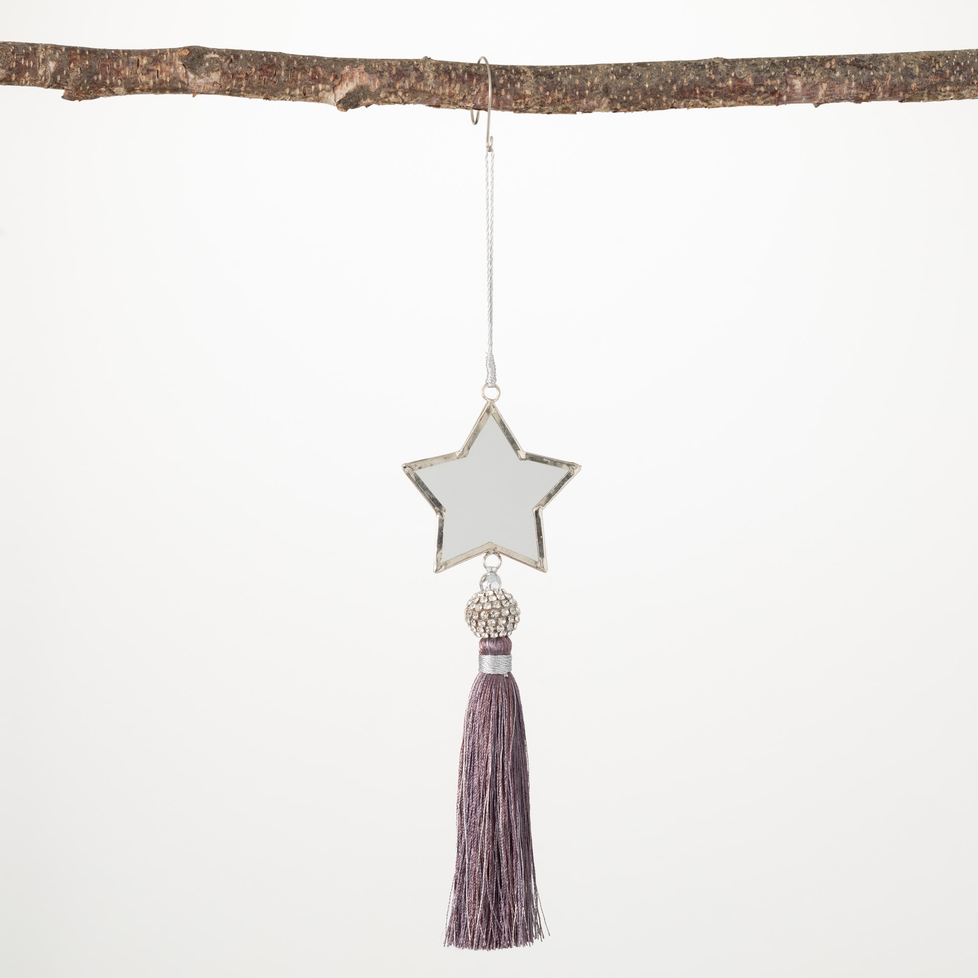 9"H Sullivans Mirrored Star Tassel Ornament, Silver Christmas Ornaments ...