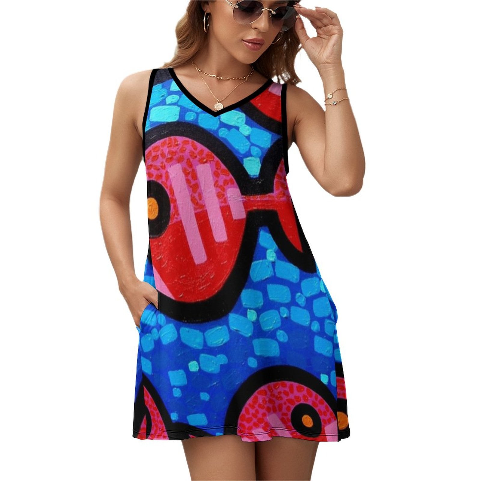 9 Happy Fish Square Neck Dress Sweet Summer Dress Women Elegant Halter ...