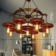 9-Head Rustic Ceiling Light Pendant Lamp Steampunk Gear Chain ...