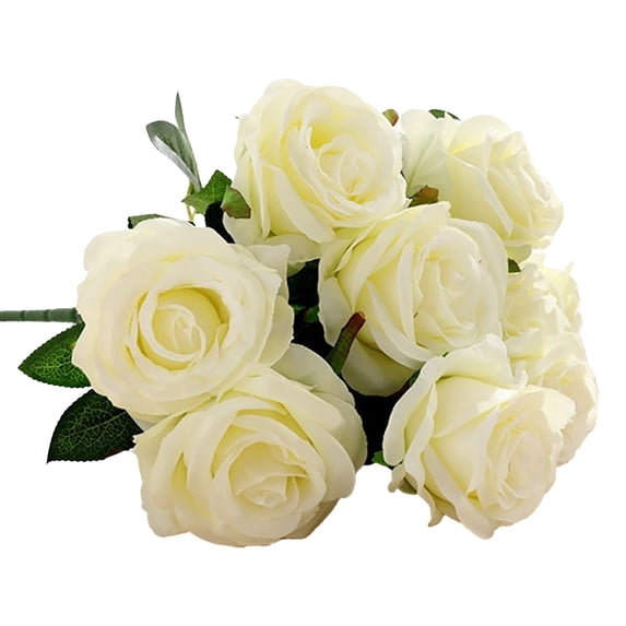 9 Heads Artificial Roses – Lifelike Silk Flower Bouquet, Single Stem ...