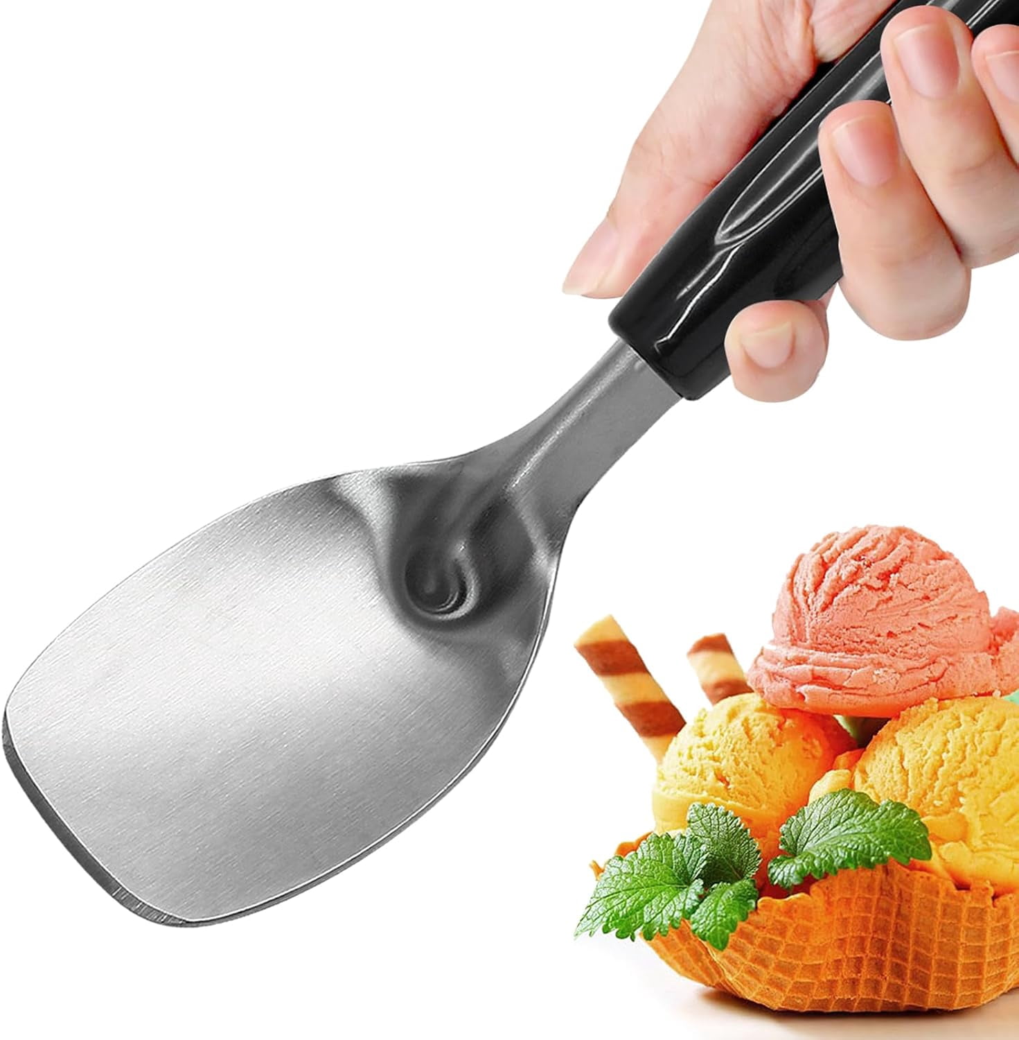 9" Heavy Duty Ice Cream Spade,Non-Slip Stainless Steel Spoon Scraper ...