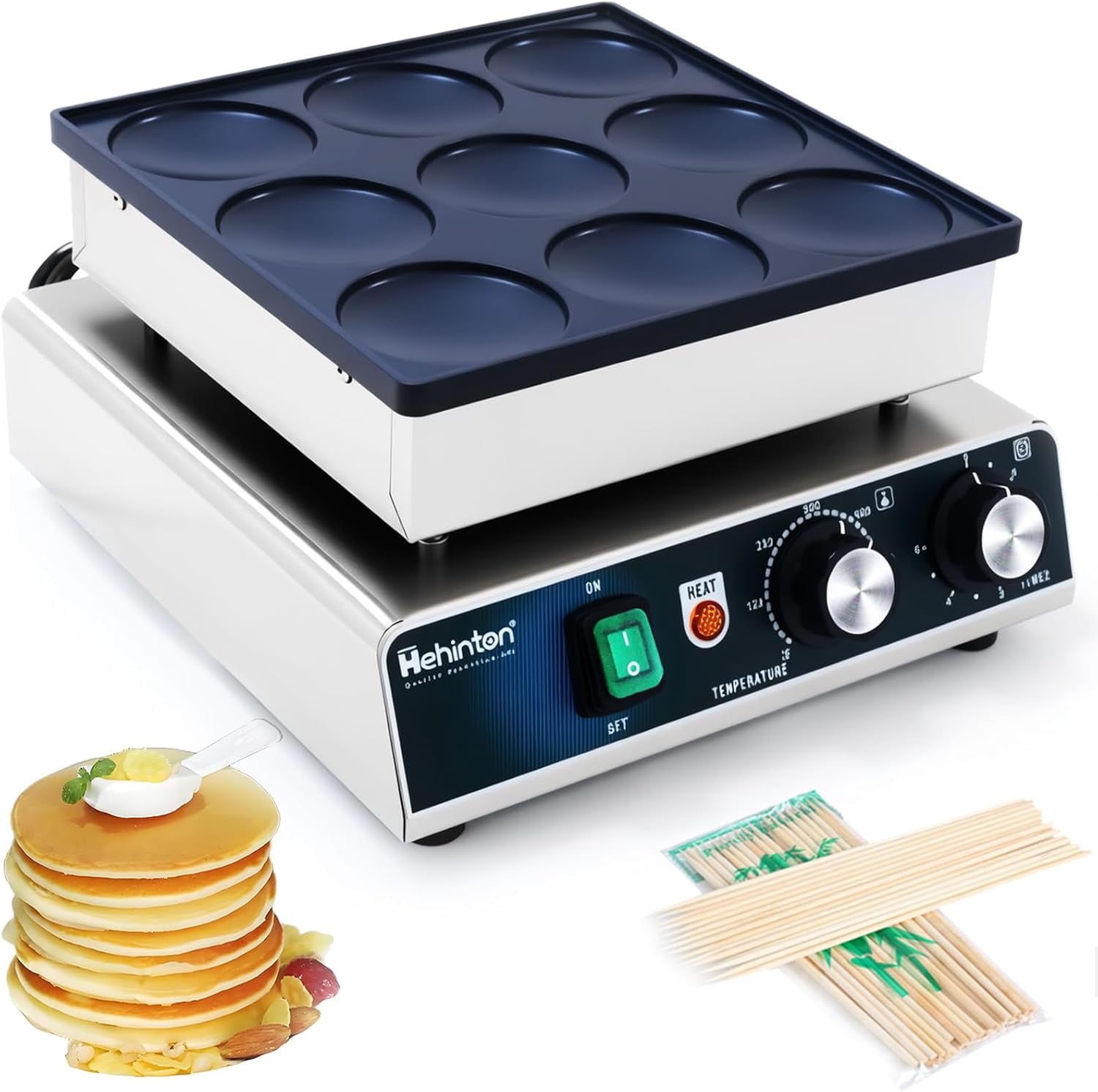 9-Hole Pancake Maker, Φ76mm Dorayaki Pancake Machine, Temp Control 122 ...