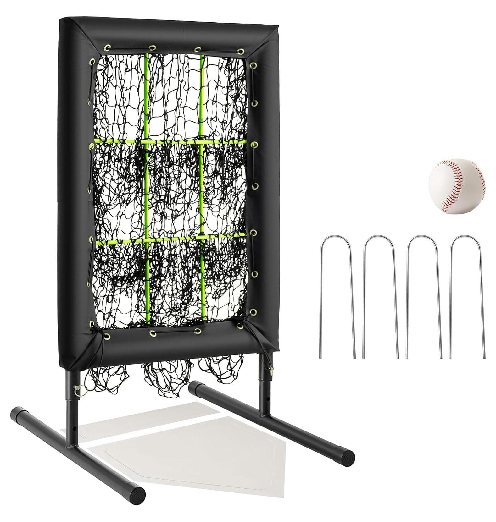 9 Hole Pitching Net Baseball Pitching Target with Strike Zone Pockets ...