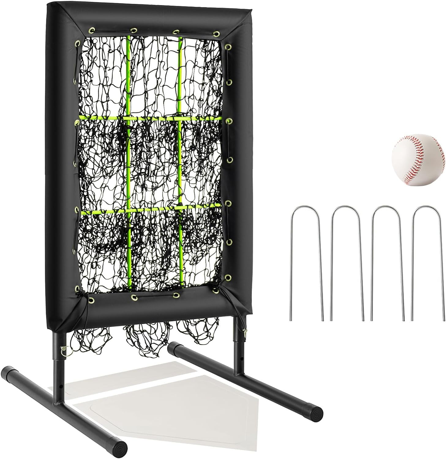 9 Hole Pitching Net Baseball Pitching Target with Strike Zone Pockets ...