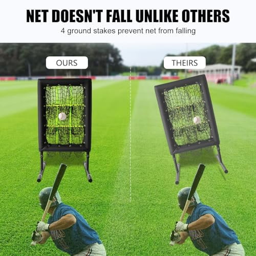 9 Hole Pitching Net Baseball Pitching Target with Strike Zone Pockets ...