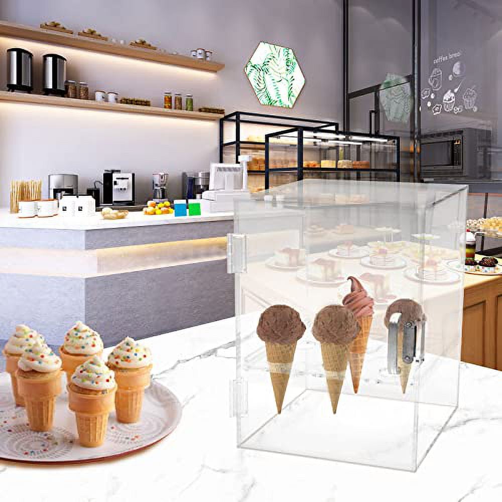 9 Holes Ice Cream Cone Cabinet with Handles Transparent Ice Cream Cone ...
