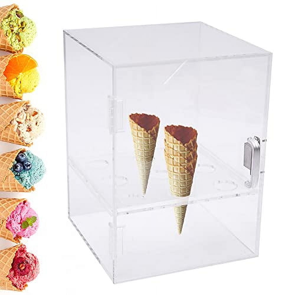 9 Holes Ice Cream Cone Holder, Acrylic Ice Cream Display Cabinet, Clear ...