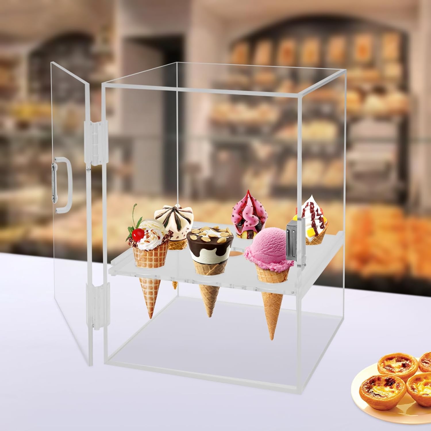 9 Holes Ice Cream Cone Holder, Ice Cream Cone Cabinet Clear Acrylic ...