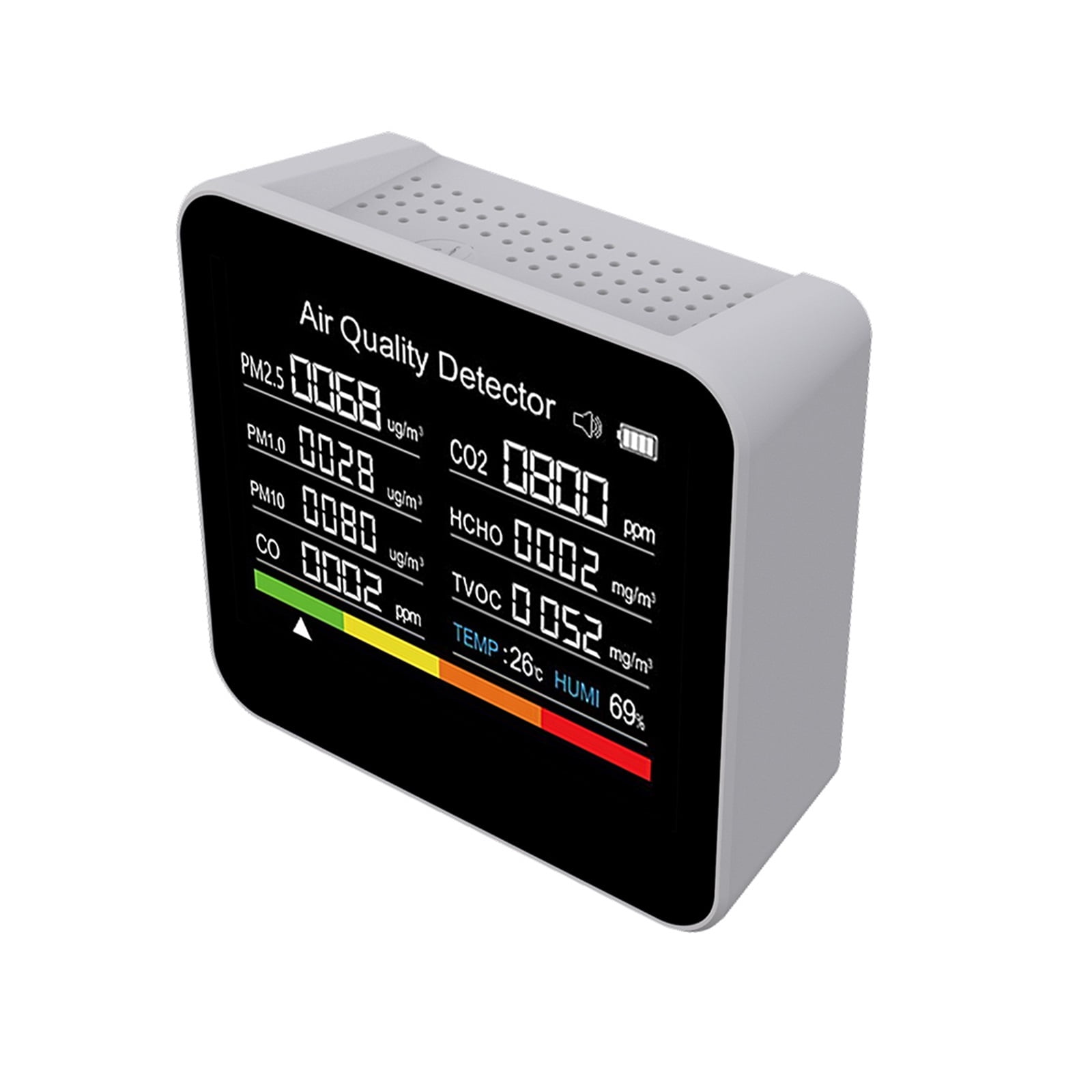 9 In 1 Air Quality Monitor CO2 Meter Carbon Dioxide Detector CO2 CO TVOC HCHO PM2.5 PM1.0 PM10 ...