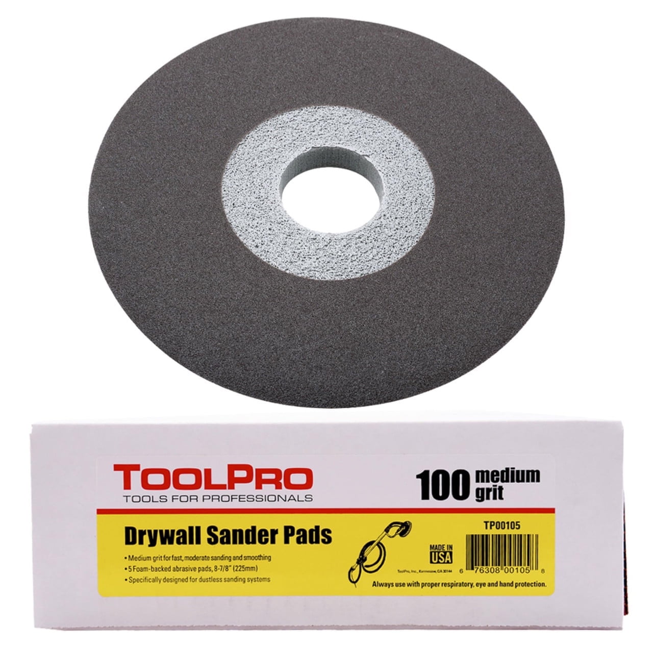 ToolPro 100 Medium Grit 9-Inch Drywall Sander Pads - 5 Pack Sanding ...