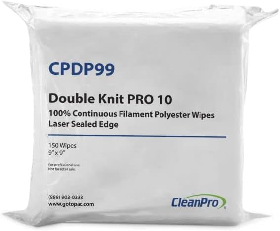 9 In. x 9 In. Double-Knit 10 Polyester Wipes with Laser Sealed Edges ...