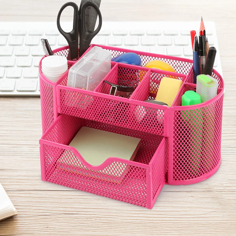 9 In1 Metal Mesh Desktop File Organizer Office School Supply Storage ...