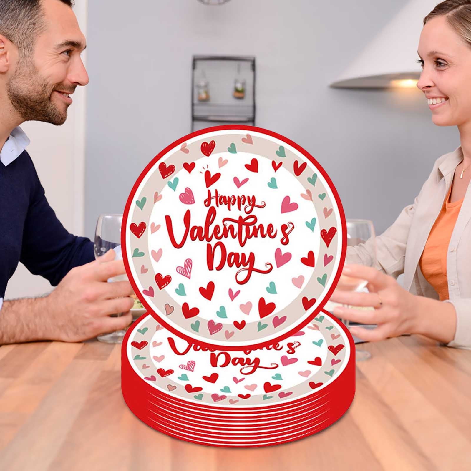 9 Inch 20 Pcs Valentine's Heart Disposable Paper Plates for Family ...