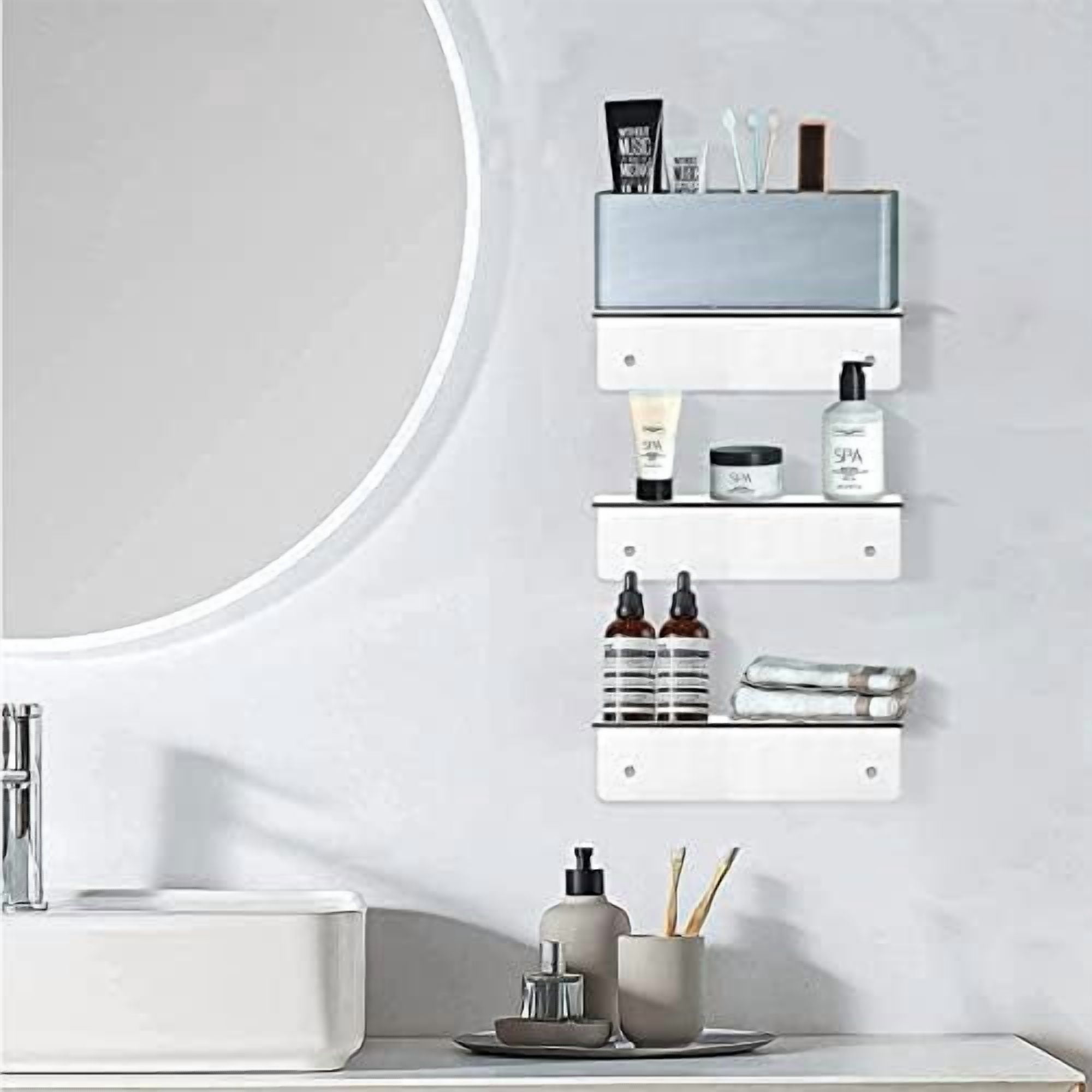 9 Inch Acrylic Floating Shelf, No Drill Adhesive Wall Shelf Set of 4 ...