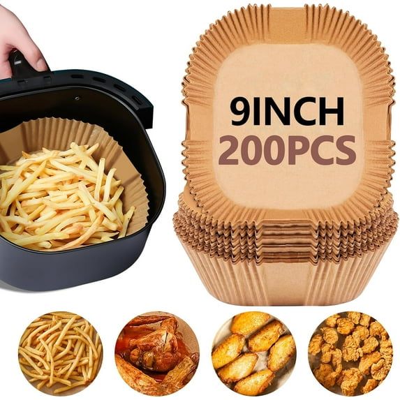9-Inch Air Fryer Parchment Liners - 200 Pack, Square Non-Stick ...