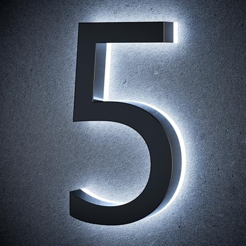 9 Inch Backlit House Numbers for Outside, Stainless Steel, LED ...
