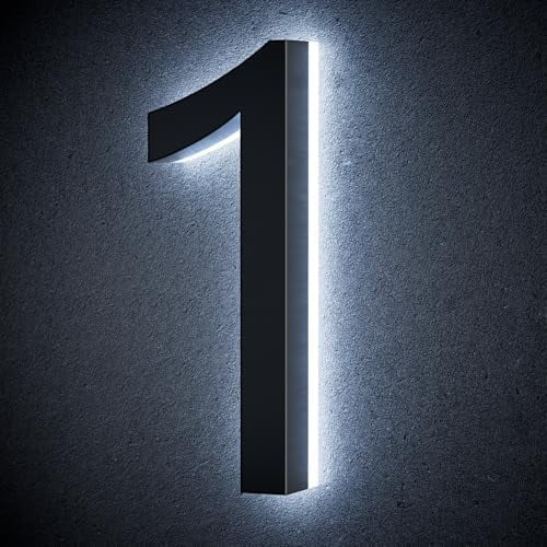 9 Inch Backlit House Numbers for Outside, Stainless Steel, LED ...