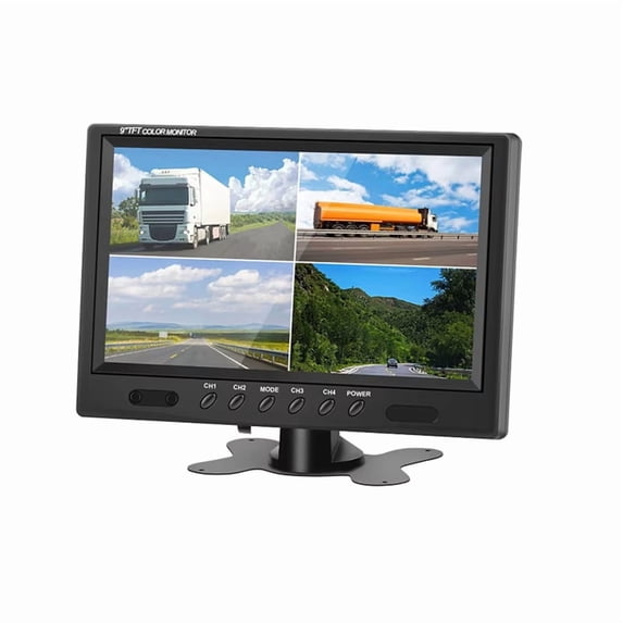 9 Inch Backup Camera Monitor Quad Split Screen 4 Channels HD Vehicle ...