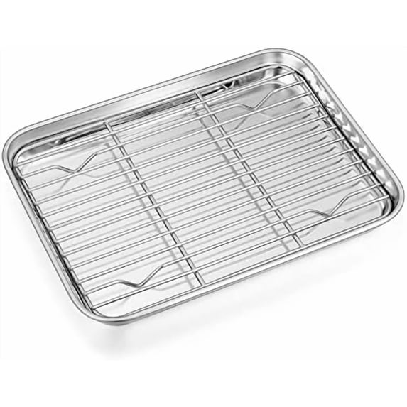 9 Inch Baking Sheet Pan with Rack Set, Stainless Steel Cookie Sheet Pan ...