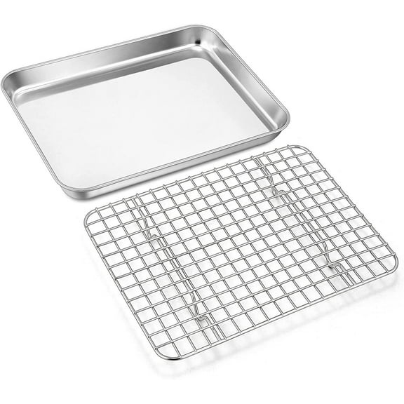 Baking Tray With Removable Cooling Rack Set Stainless Steel Pan Sheet ...