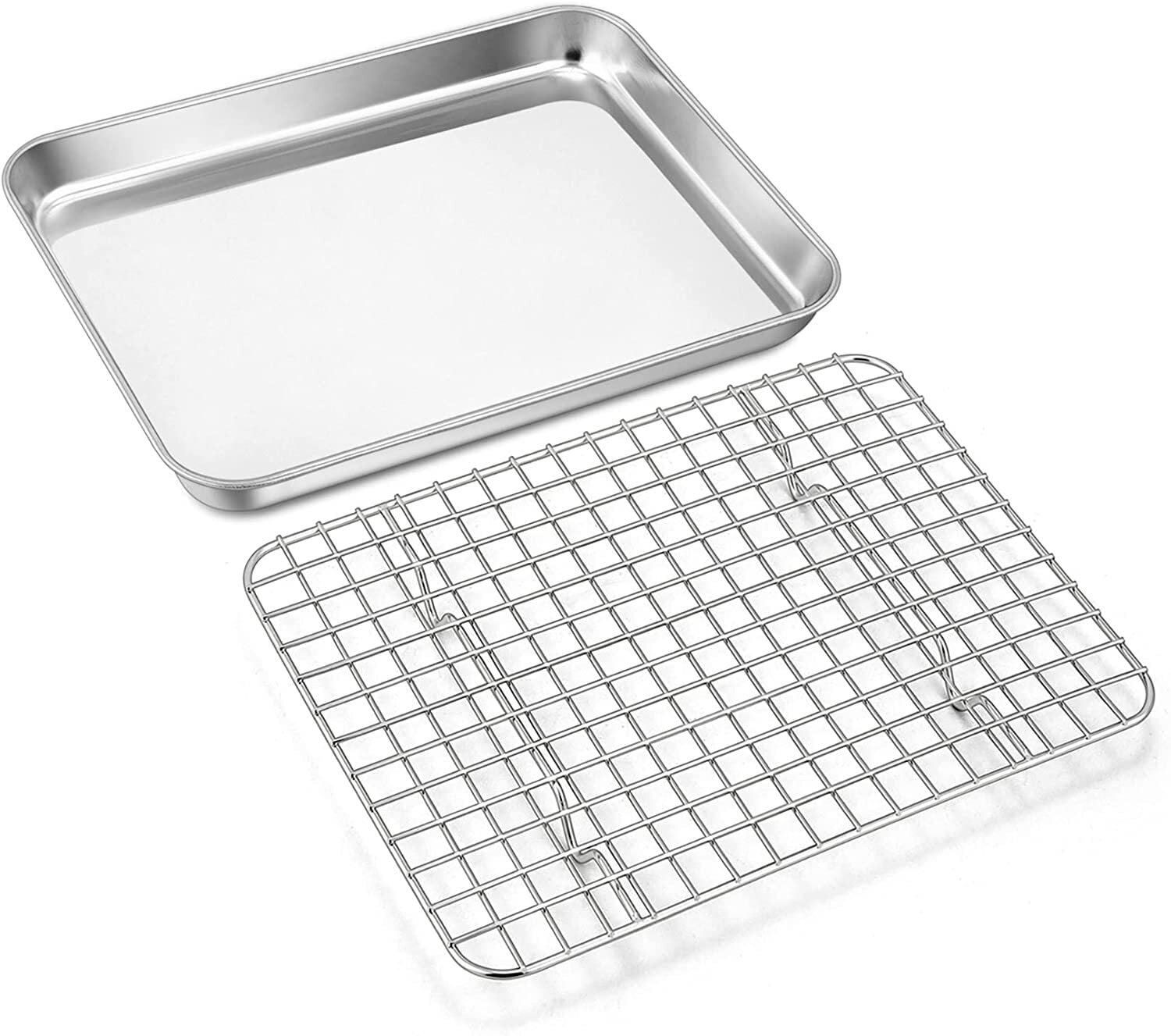 9 Inch Baking Tray Pan & Cooling Rack Set, RUseeN Stainless Steel ...