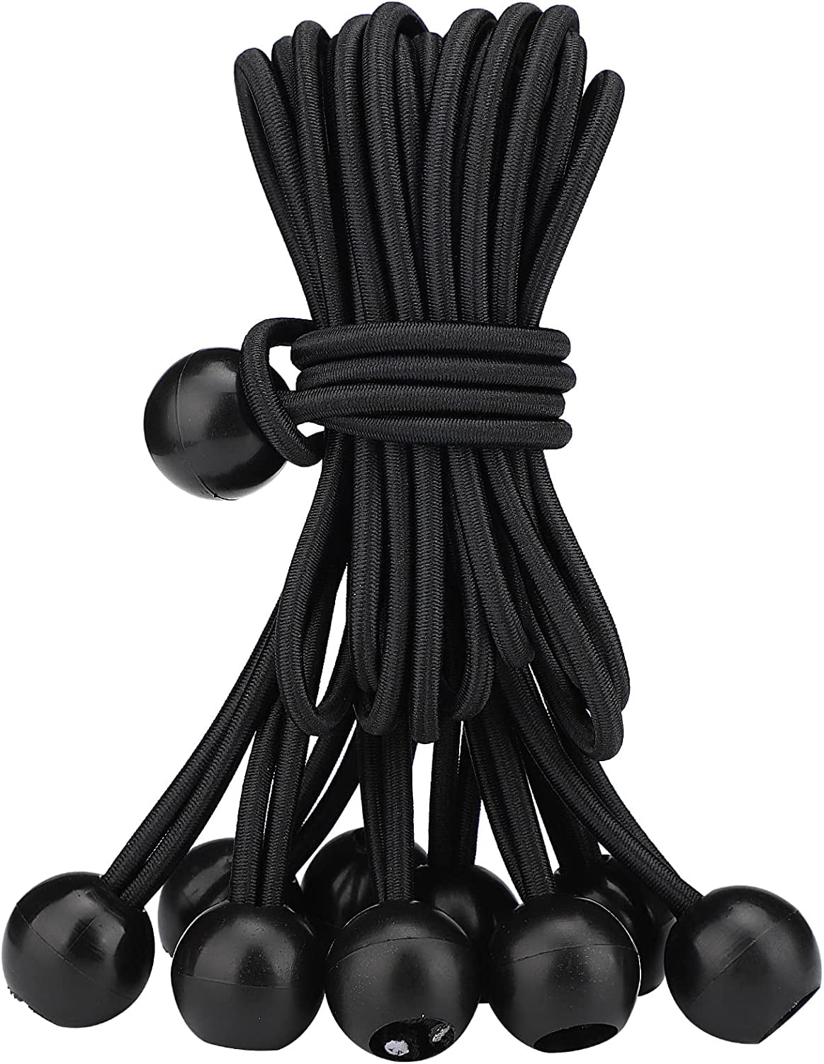 9 Inch Black Bungee Cords with Ball, Tarp Tie Down Cord, 10 Pcs ...