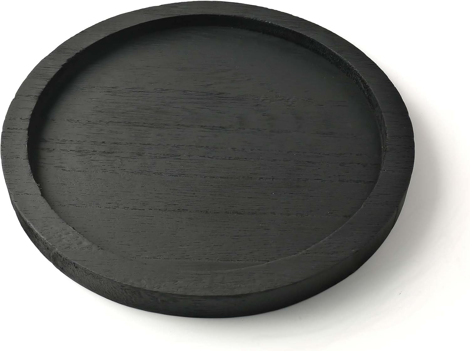 9 Inch Black Round Wooden Tray, Decorative Serving Trays for Ottoman ...