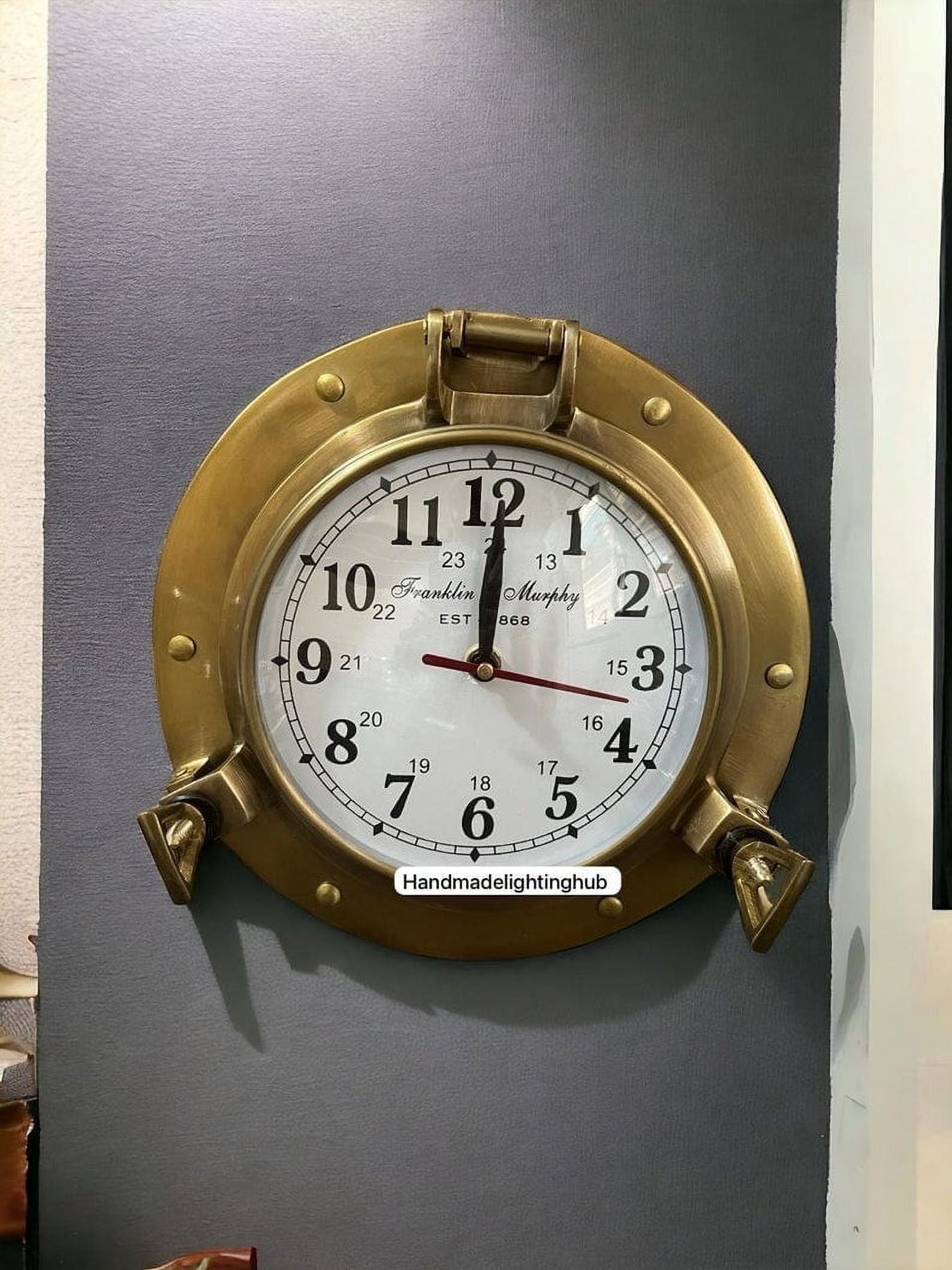 9-Inch Brass Nautical Ship Porthole Clock | Maritime Wall Clock Home Décor | Unique Ideal Gift ...